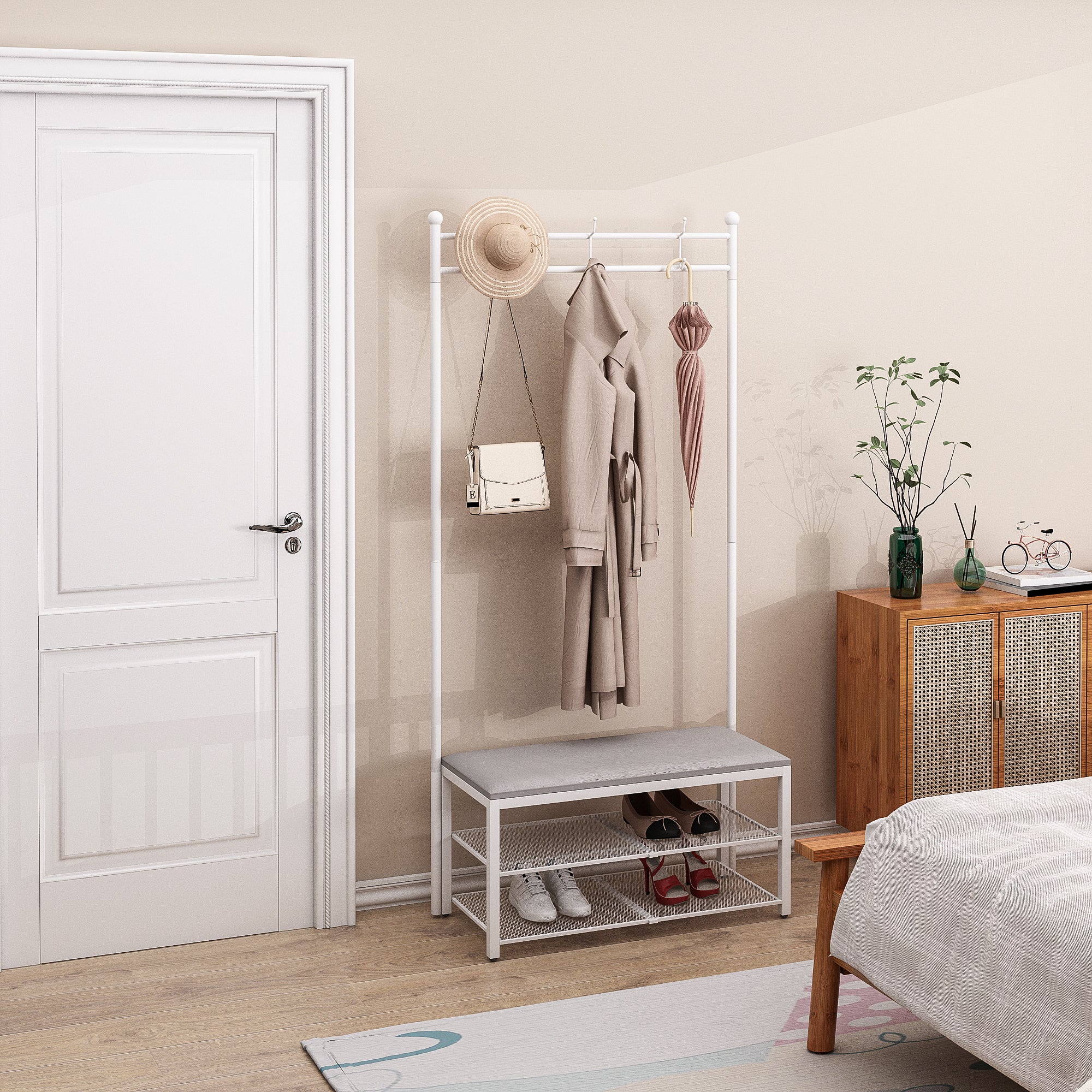 Colbie Coat & Shoe Rack W/ Bench #FGR022 – DISPLAY CANADA