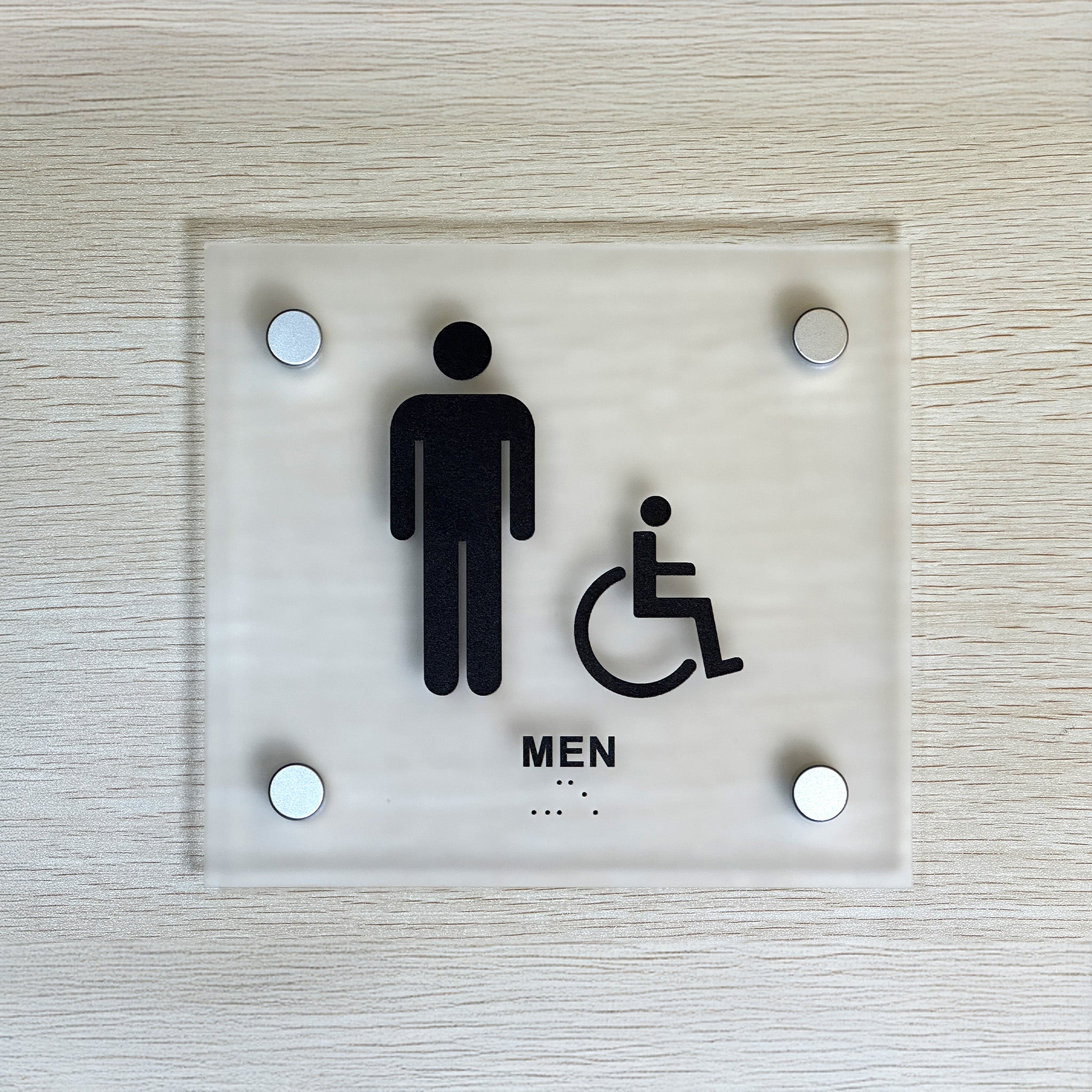 Frosted Wall Mount Washroom Sign with Spacers – Modern Bathroom Door S ...