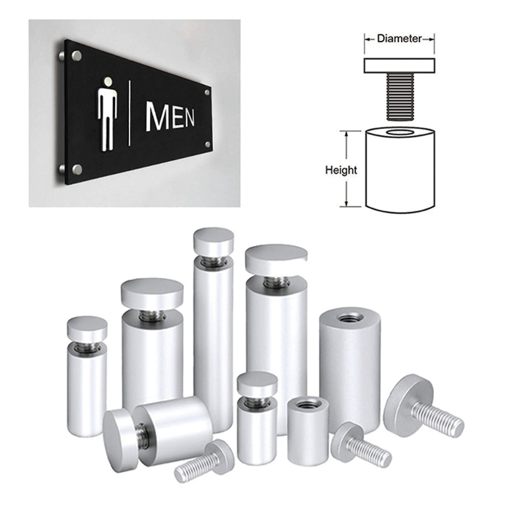 Brushed Aluminum Metal Spacers for Signs – Durable Standoffs for Retail ...
