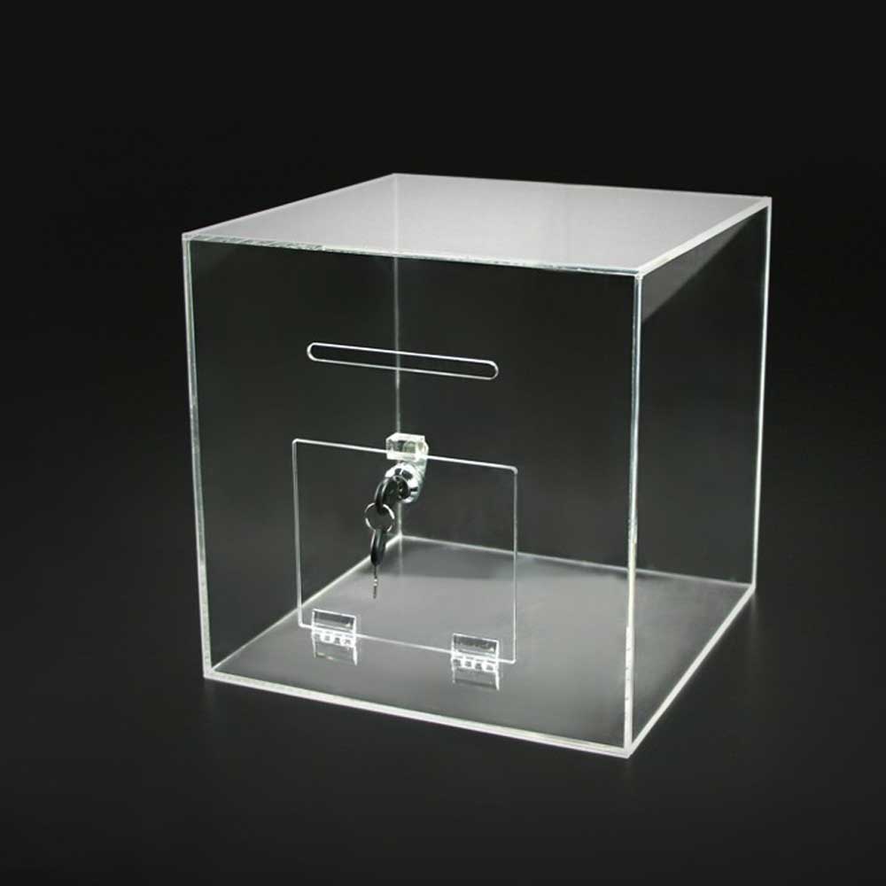 Clear Acrylic Ballot Box – 12” Lockable Donation & Suggestion Box with ...