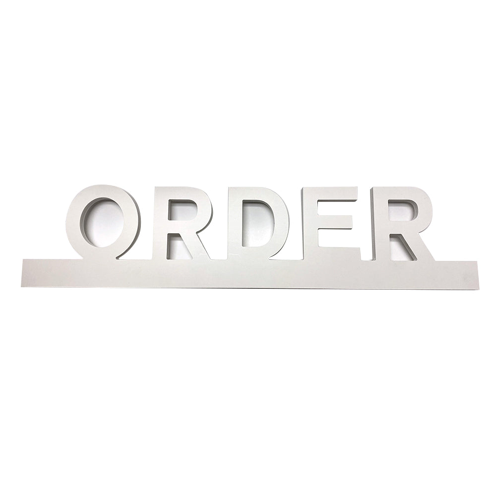 PVC White Cut Out Order Sign 20"W x 4½"H - #PVCORDER – DISPLAY CANADA